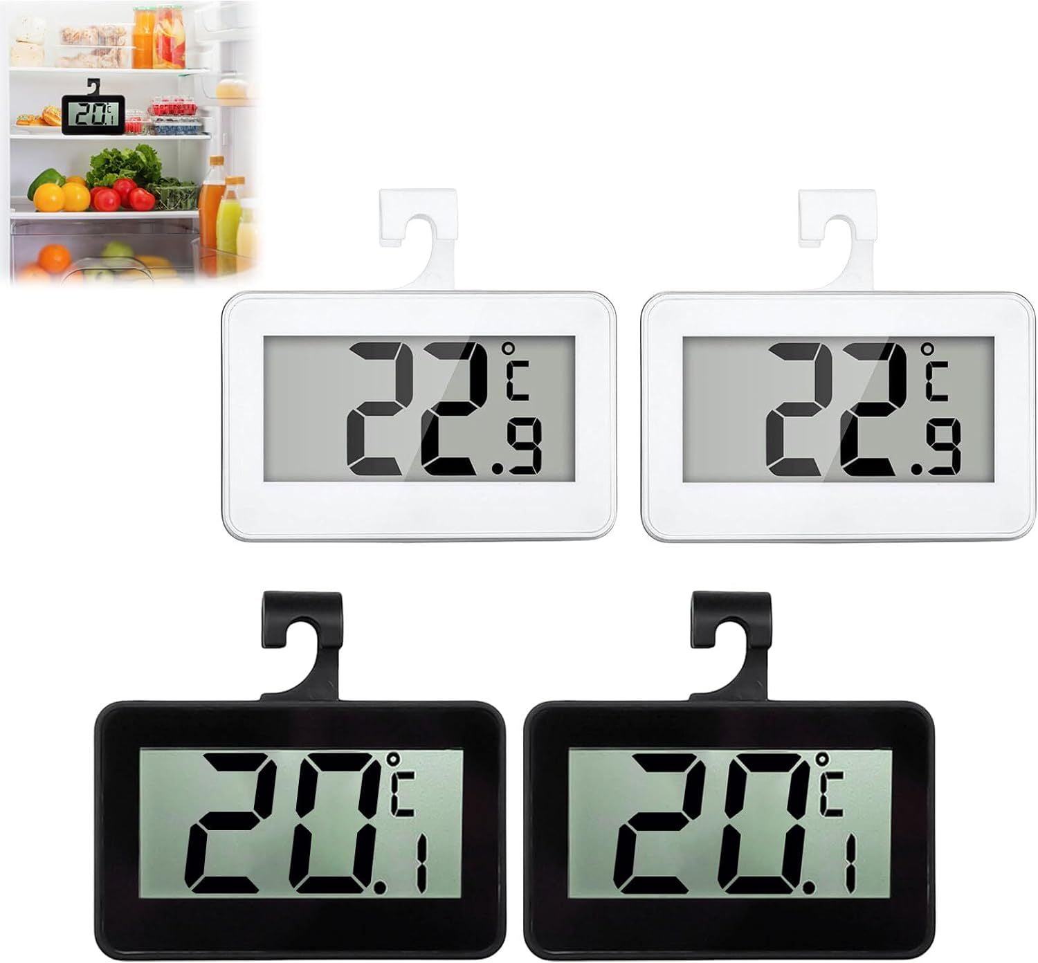 Digital refrigerator thermometer,set of 4 refrigerator thermometers ...
