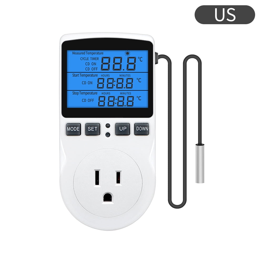 Digital thermostat socket, temperature controller with sensor 230v, LCD ...