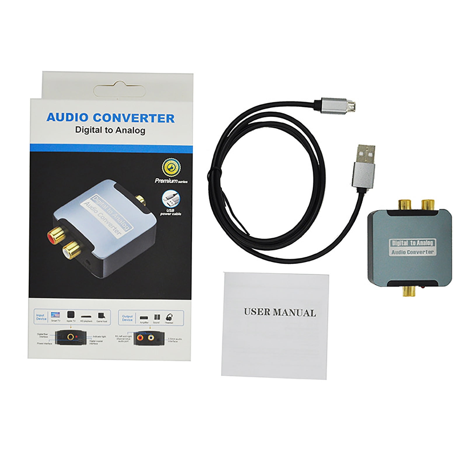 192KHz 24bit Digital to Analog Converter SPDIF 3.5mm Optical to Analog ...