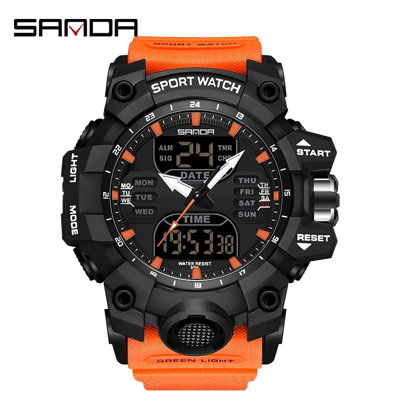 Digital watch waterproof with stopwatch alarm countdown dual time ...