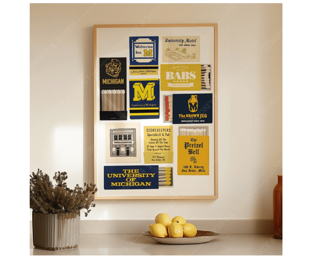 DigitalUniversity Of Michigan Matchbooks Art PrintMatchbook Collage ...