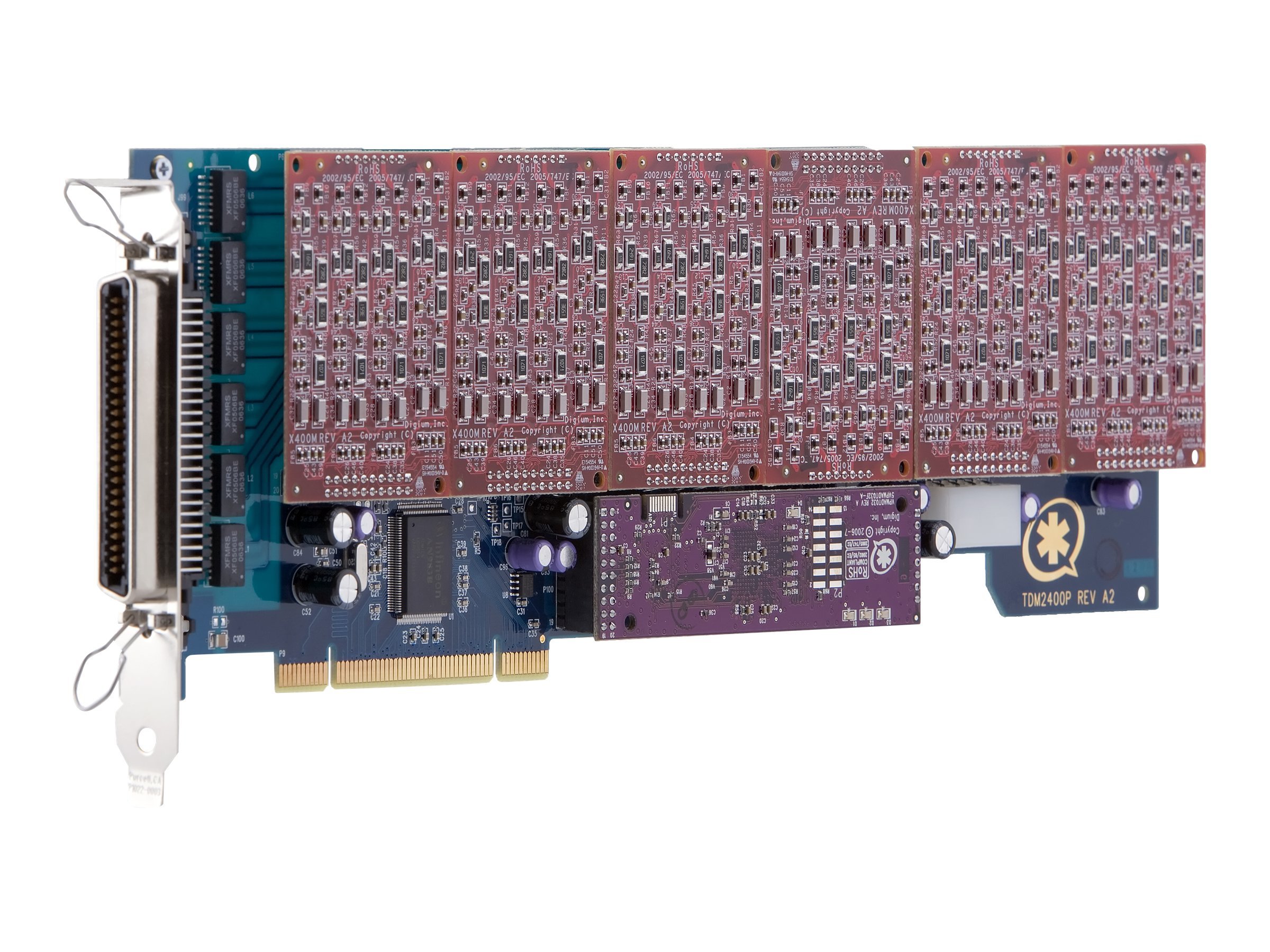 Digium Wildcard TDM2406E - Voice interface card - PCI - analog ports ...