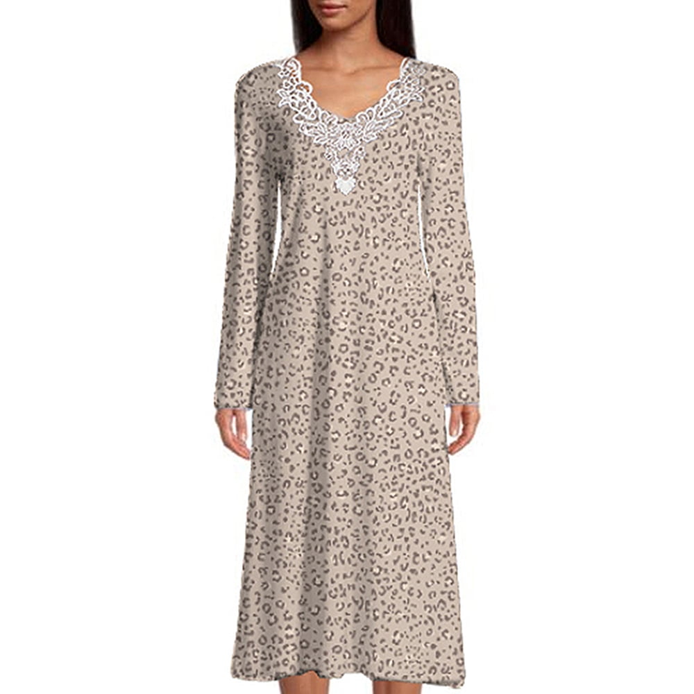 Dignity Pajamas Open Back Nightgownwomen Long Sleeve Bedridden Floral Print Snap Lace Trim