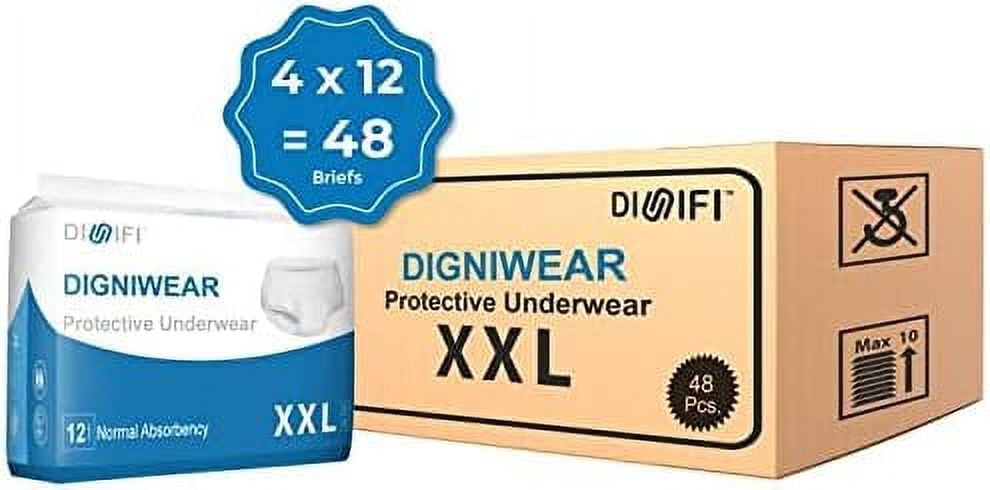 Digniwear XXL Disposable Briefs, Normal Absorbency, Adult Pull-up, 48 ...