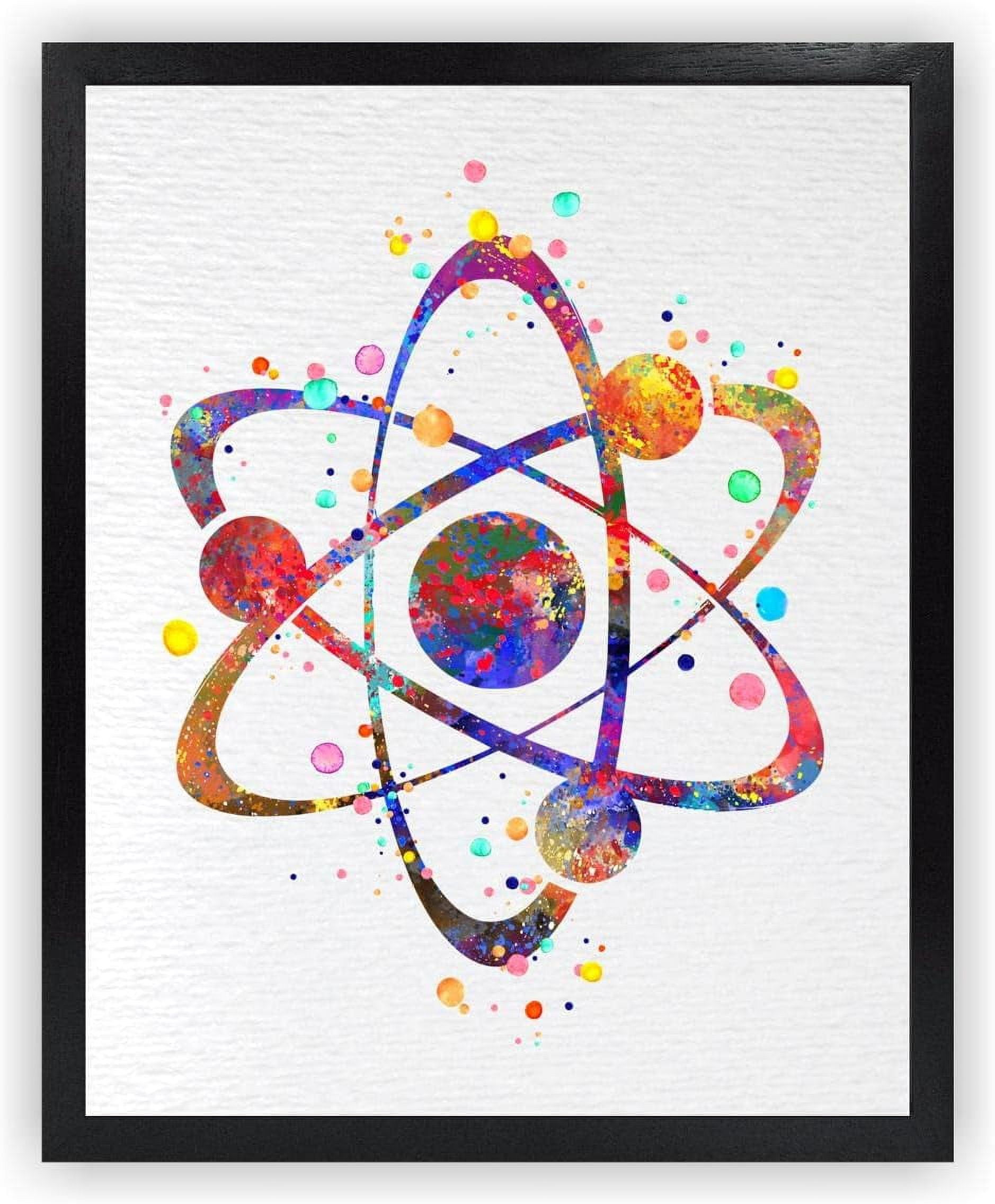 Dignovel Studios 8X10 Unframed Atom Symbol Watercolor Art Print Atomic Science Art Physics ...