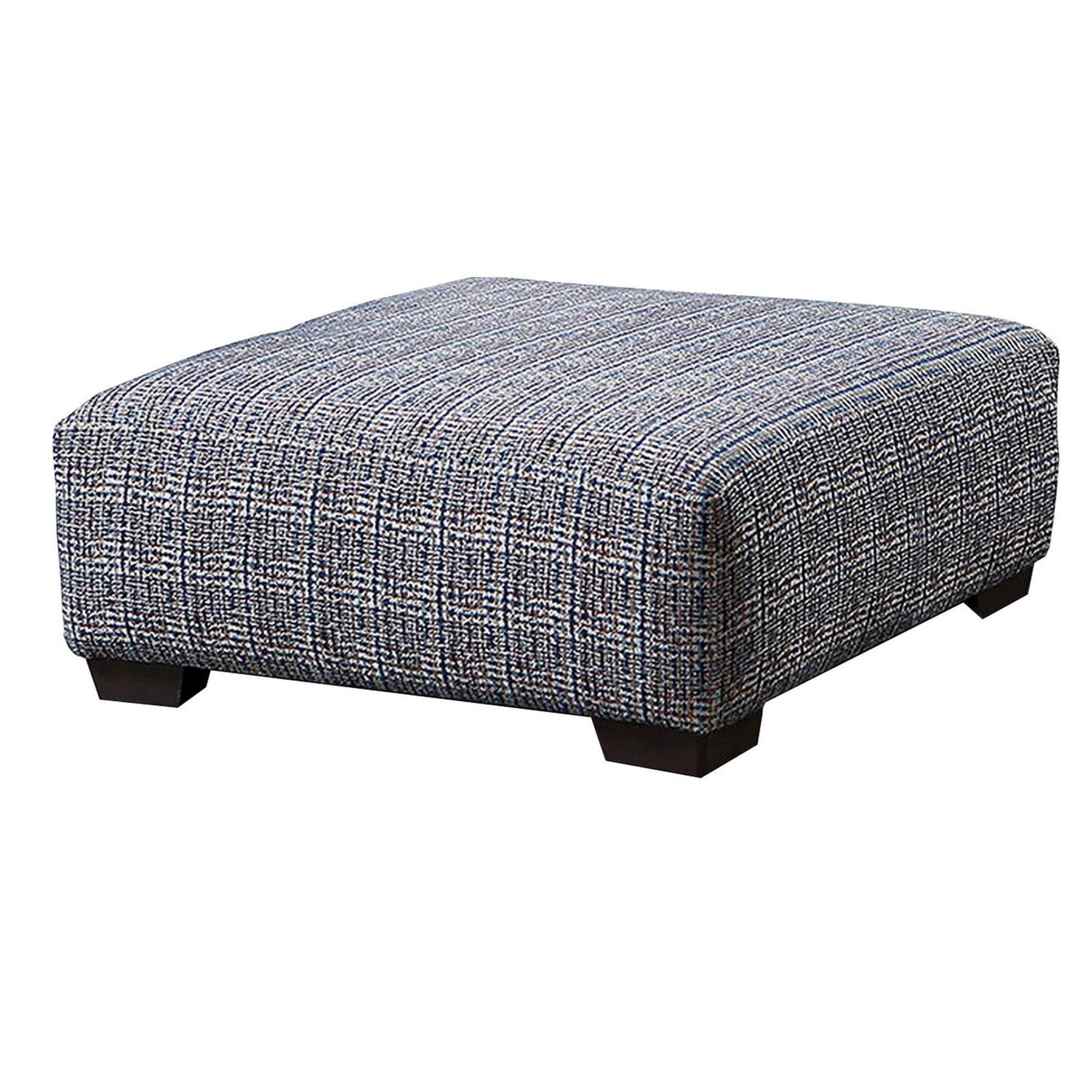 Dih 38 Inch Square Ottoman, Abstract Patterning, Gray Blue Chenille ...