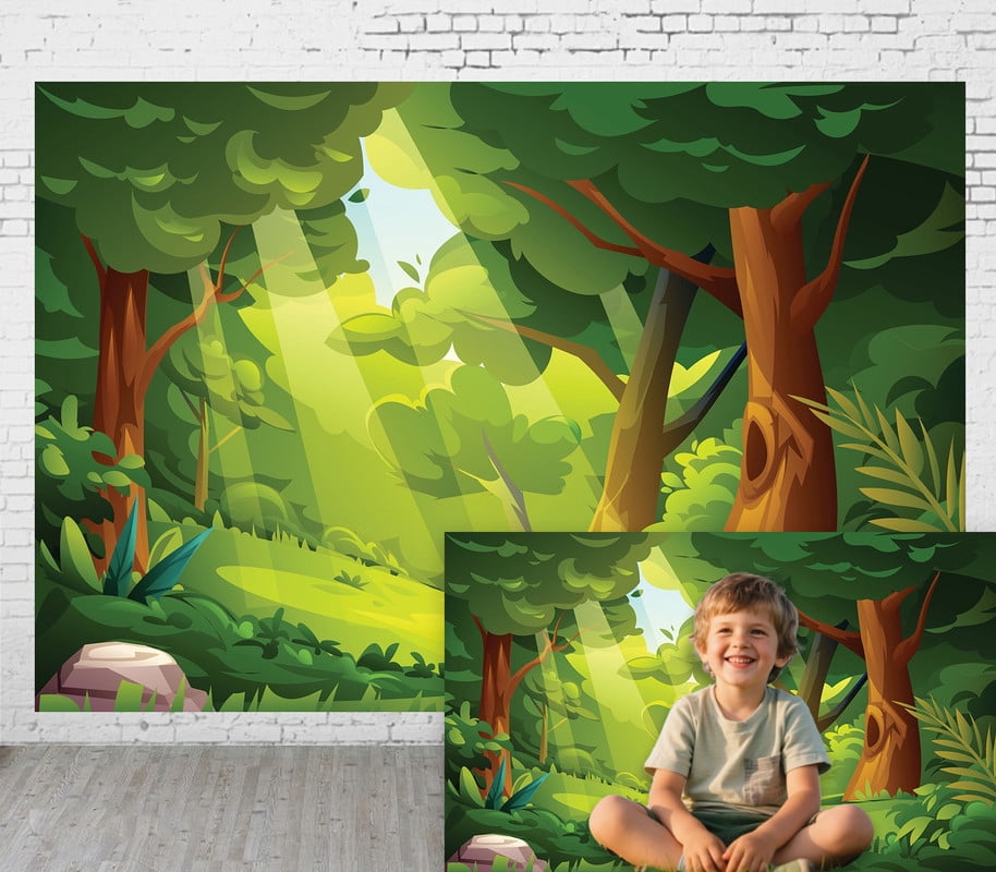 Diha 10x8ft Fabric Outdoor Background Flat Illustration Forest Tree ...