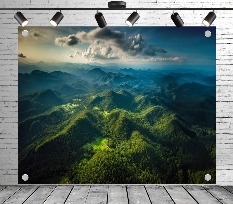 Diha 10x8ft Outdoor Background Layered Green Mountains Misty Valleys ...
