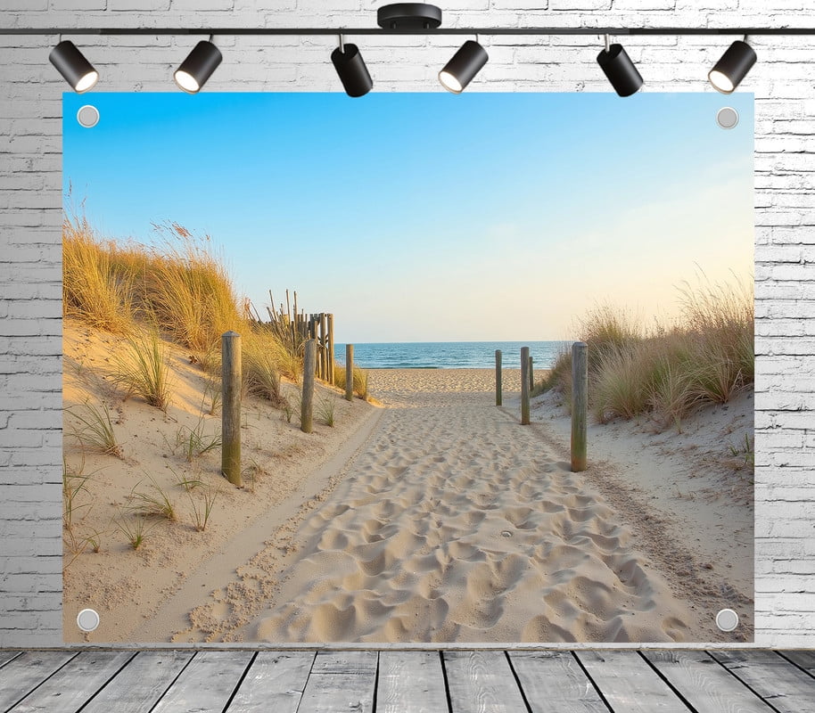 Diha 12x10ft Beach Pathway Backdrop – Sandy Trail, Dune Grass, Wooden ...