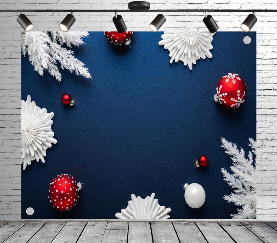 Diha 12x10ft Christmas Ornament Backdrop – Red Baubles, Snowflakes ...