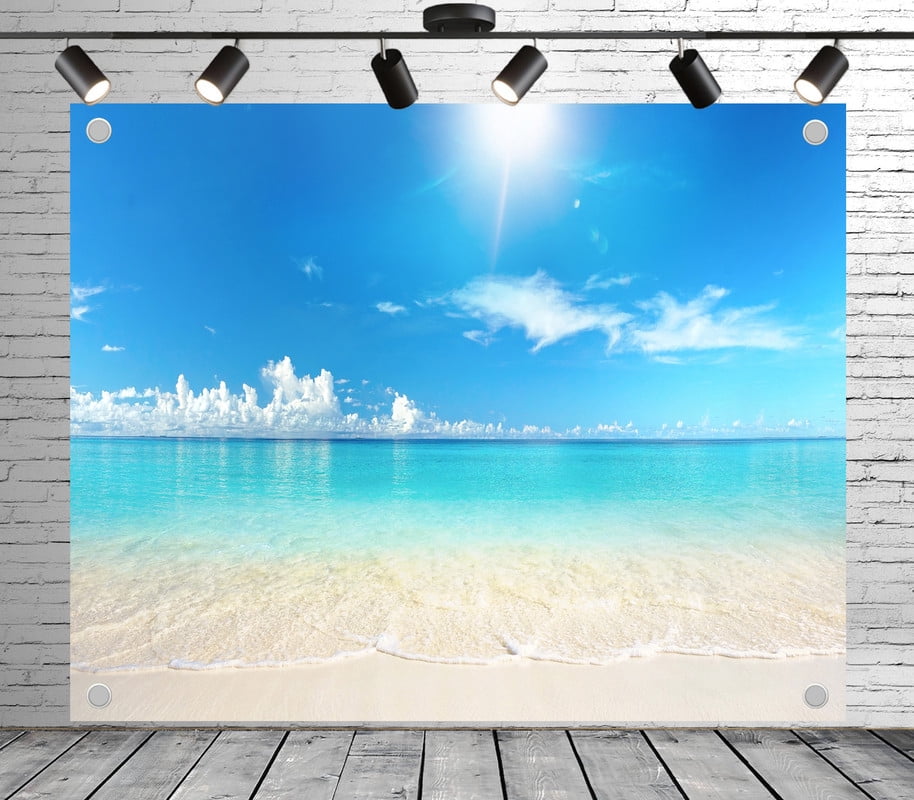 Diha 12x8ft Tropical Beach Backdrop – Sunny Sky and White Sand Fabric ...