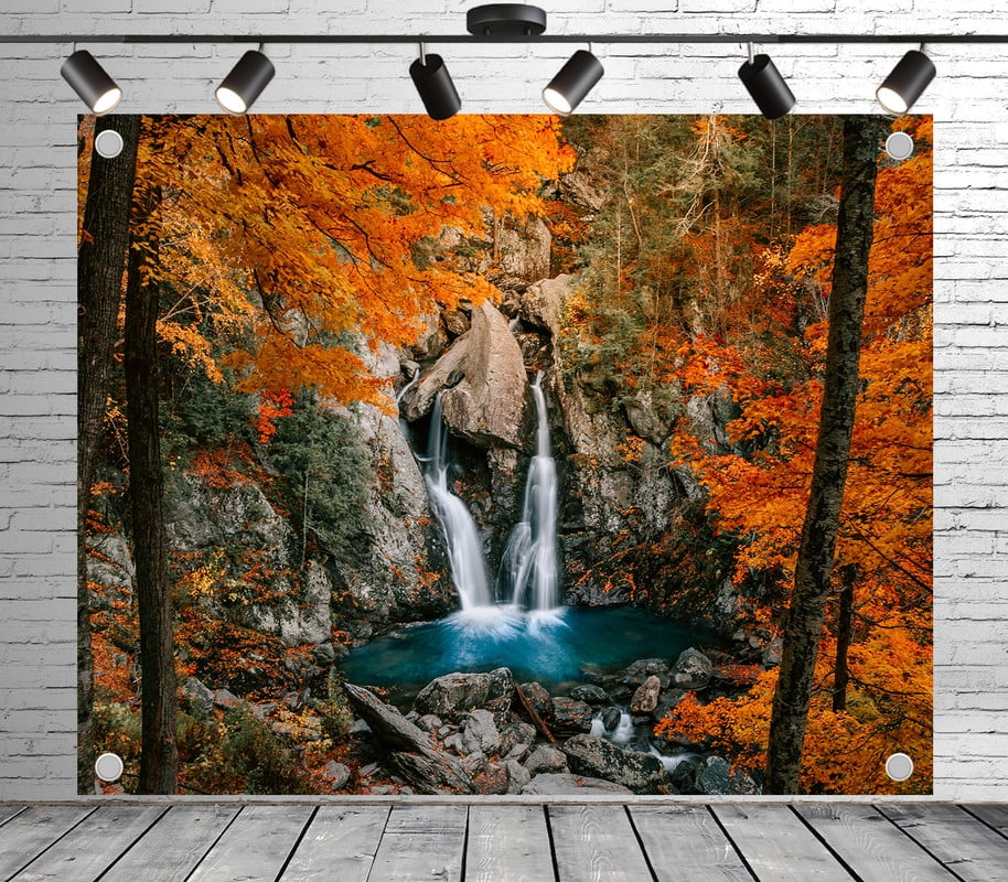 Diha 5x3ft Autumn Waterfall Backdrop – Vibrant Fall Foliage, Twin ...