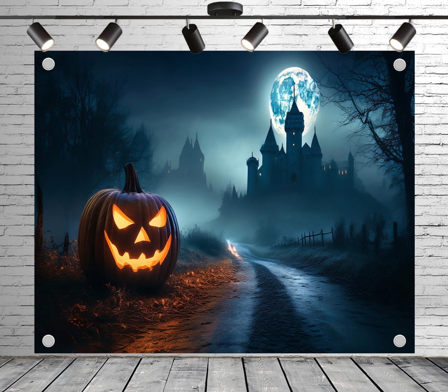 Diha 6x4ft Halloween Haunted Castle Backdrop – Glowing Jack - O ...