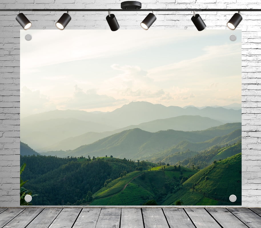 Diha 6x4ft Outdoor Background Misty Green Mountains Layered Ridges Dawn ...