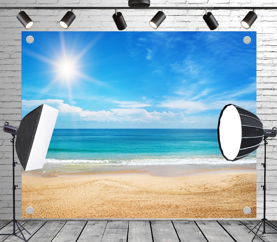 Diha 6x4ft Sunny Beach Backdrop – Golden Sand, Turquoise Sea, Bright ...