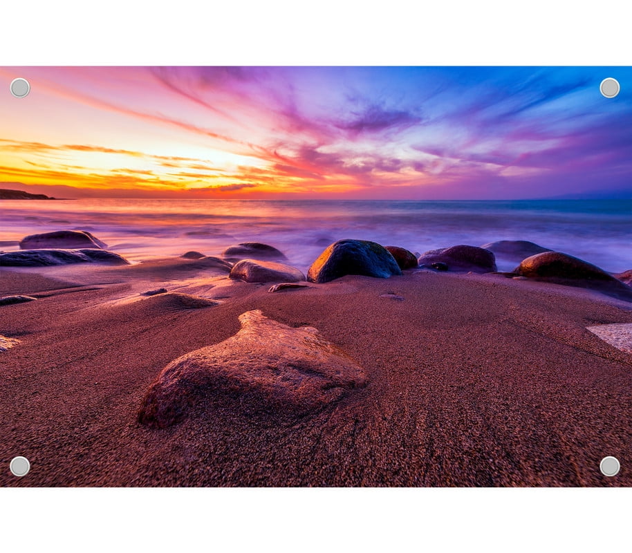 Diha 7x5ft Beach Sunset Backdrop – Sandy Shoreand Rocks polyester ...