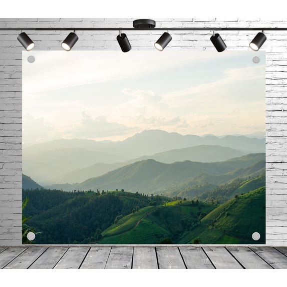 Diha 7x5ft Outdoor Background Misty Green Mountains Layered Ridges Dawn ...