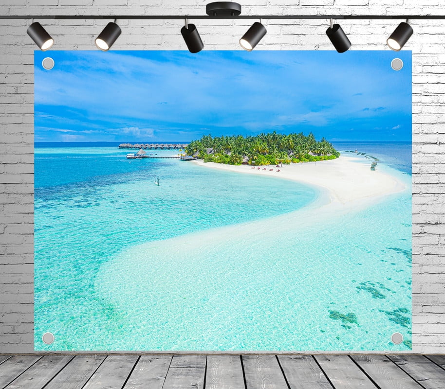 Diha 7x5ft Tropical Island Beach Backdrop – Curved White Sand ...
