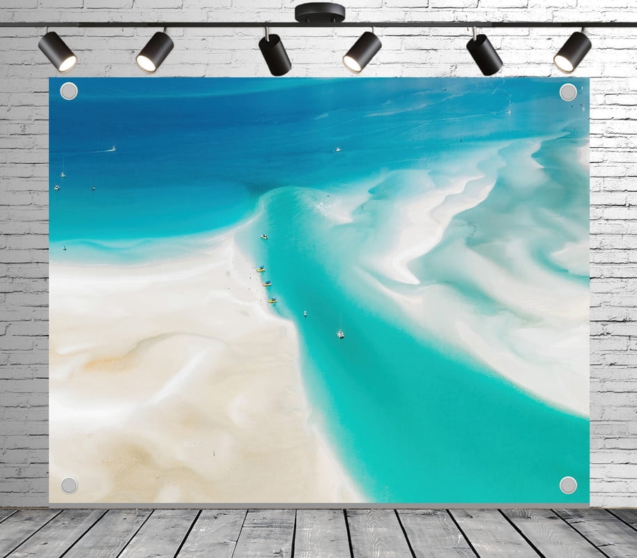 Diha 7x5ft White Beach Aerial Backdrop – Turquoise Waterway, White ...