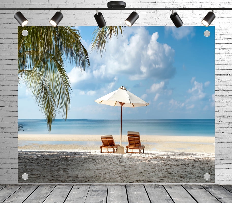 Diha 9x6ft Tropical Beach Lounge Backdrop – Wooden Chairs, White ...