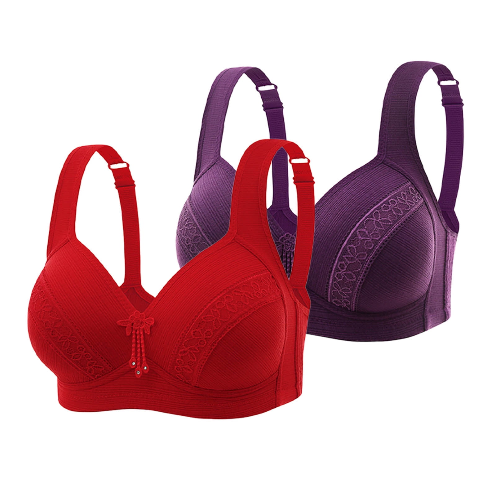 Dihao 2Pc Bras for Women No Underwire Plus Size Women's Non Steel Ring ...