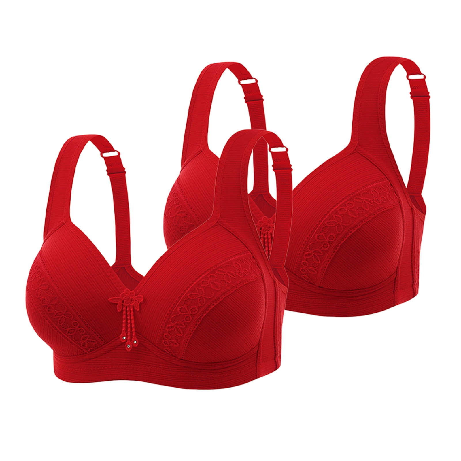 Dihao 2Pc Bras for Women No Underwire Plus Size Women's Non Steel Ring ...