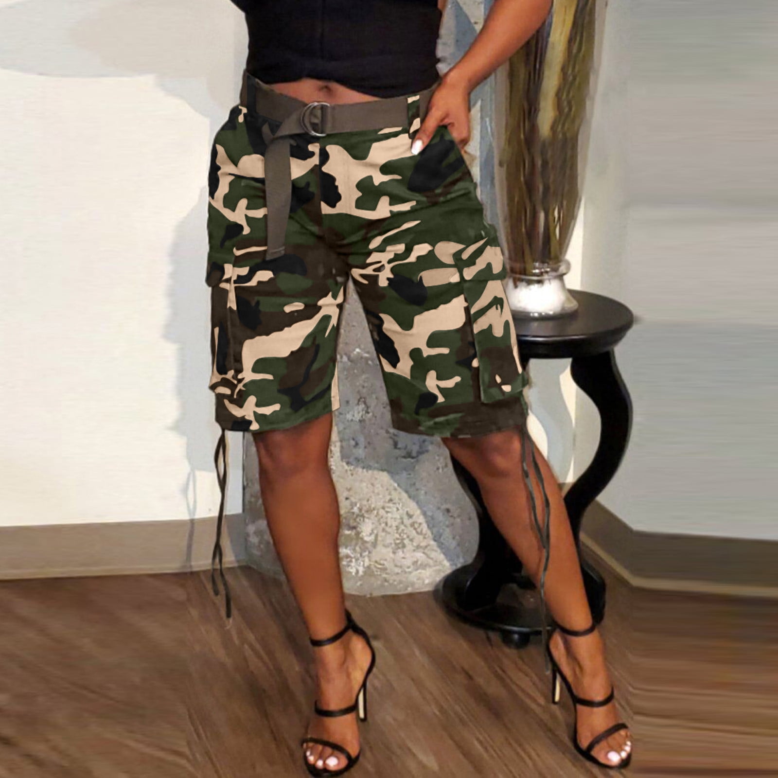 Dihao Cargo Shorts For Women Clearance Plus Size Womens Casual Camouflage Print Sweat Shorts