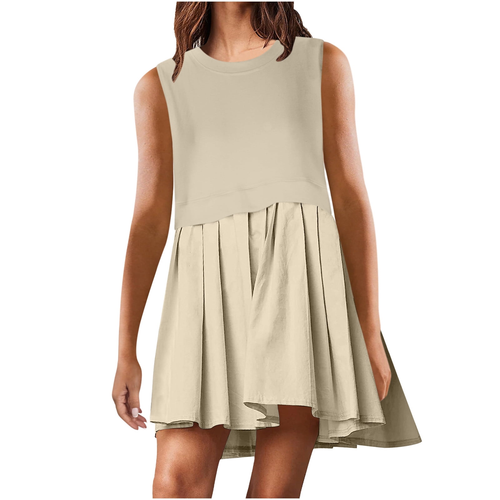 Dihao Dresses for Women 2024 Plus Size Dress Women Sleeveeless Round ...