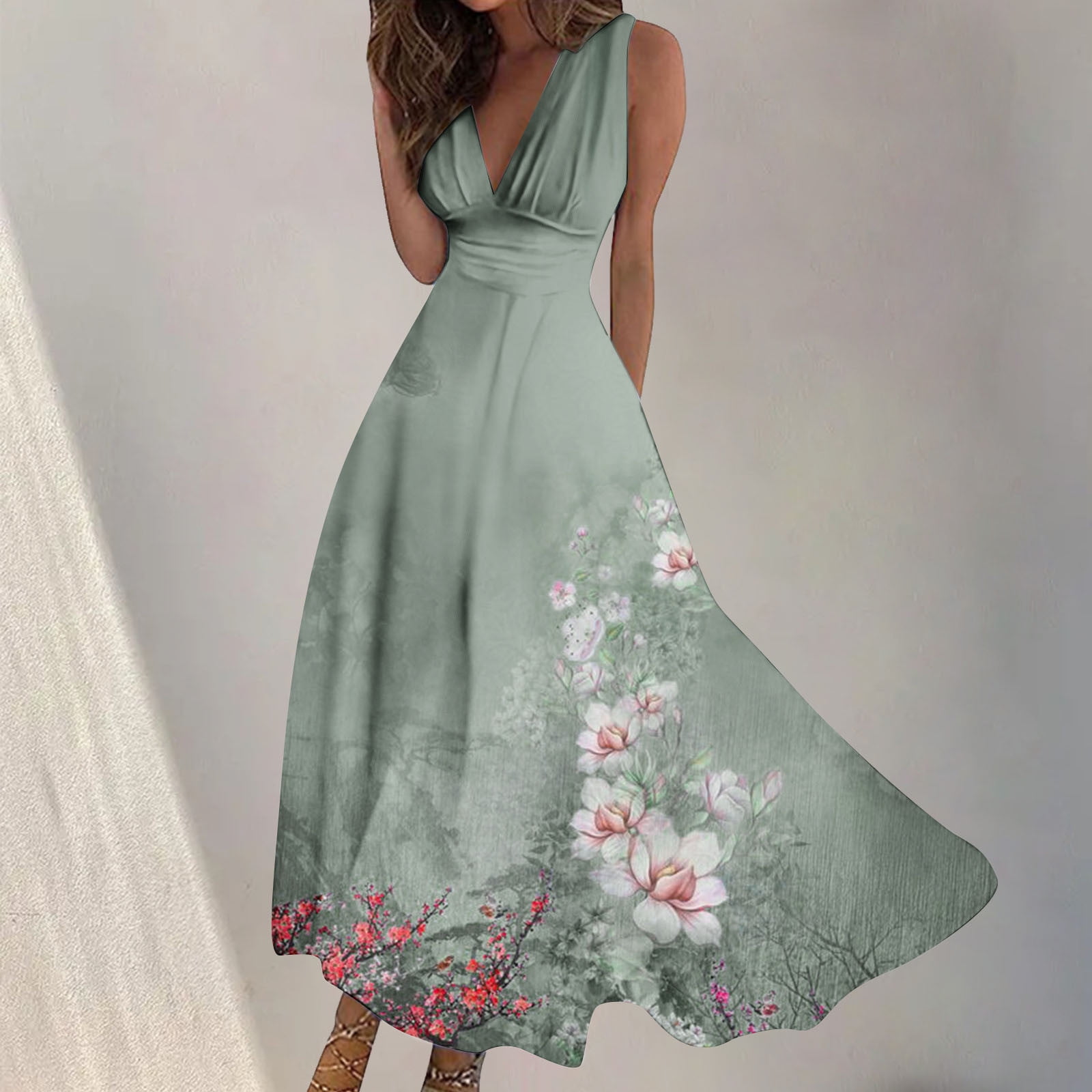 Dihao Dresses for Women 2024 Plus Size Dress Women's Sleeveless Deep V ...