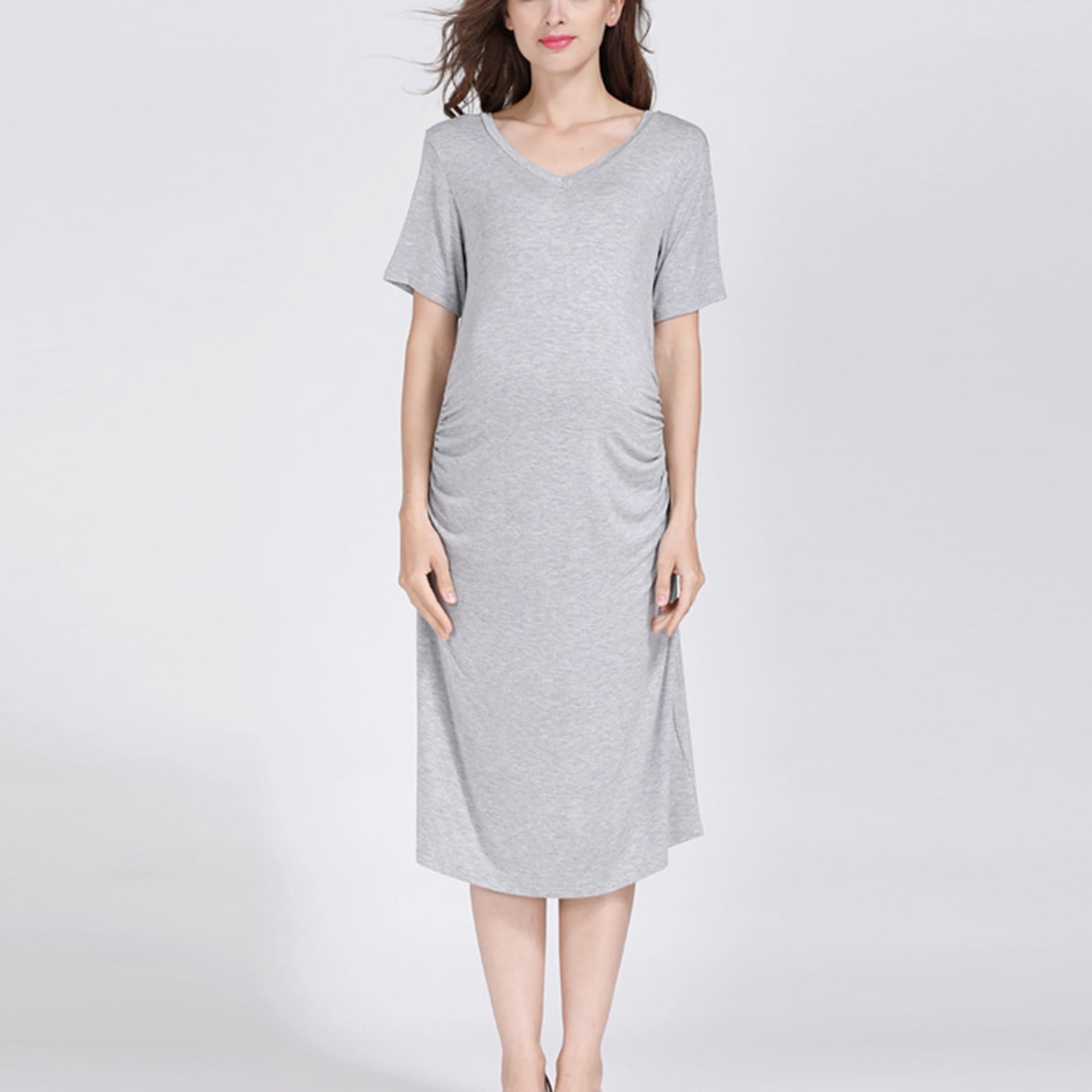 Dihao Maternity Dress for Women Plus Size Women's Solid Maternity ...