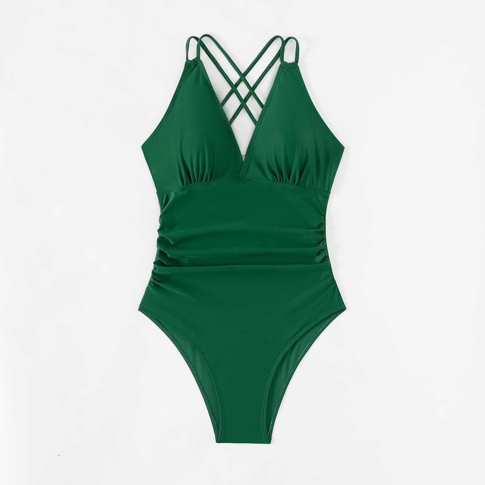 Dihao One Piece Swimsuit For Women Clearance Plus Size Womens 2024 Solid Color Ruffled Swimsuit