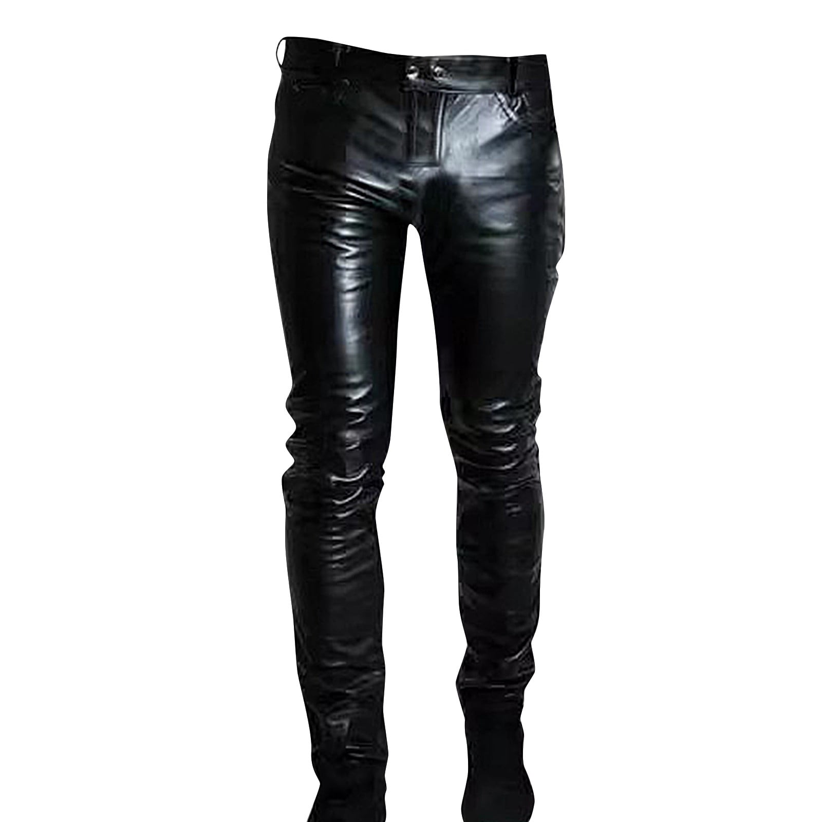 Dihao Pants for Men Clearance Men`S Rock Steampunk Lace Up Pu Leather ...