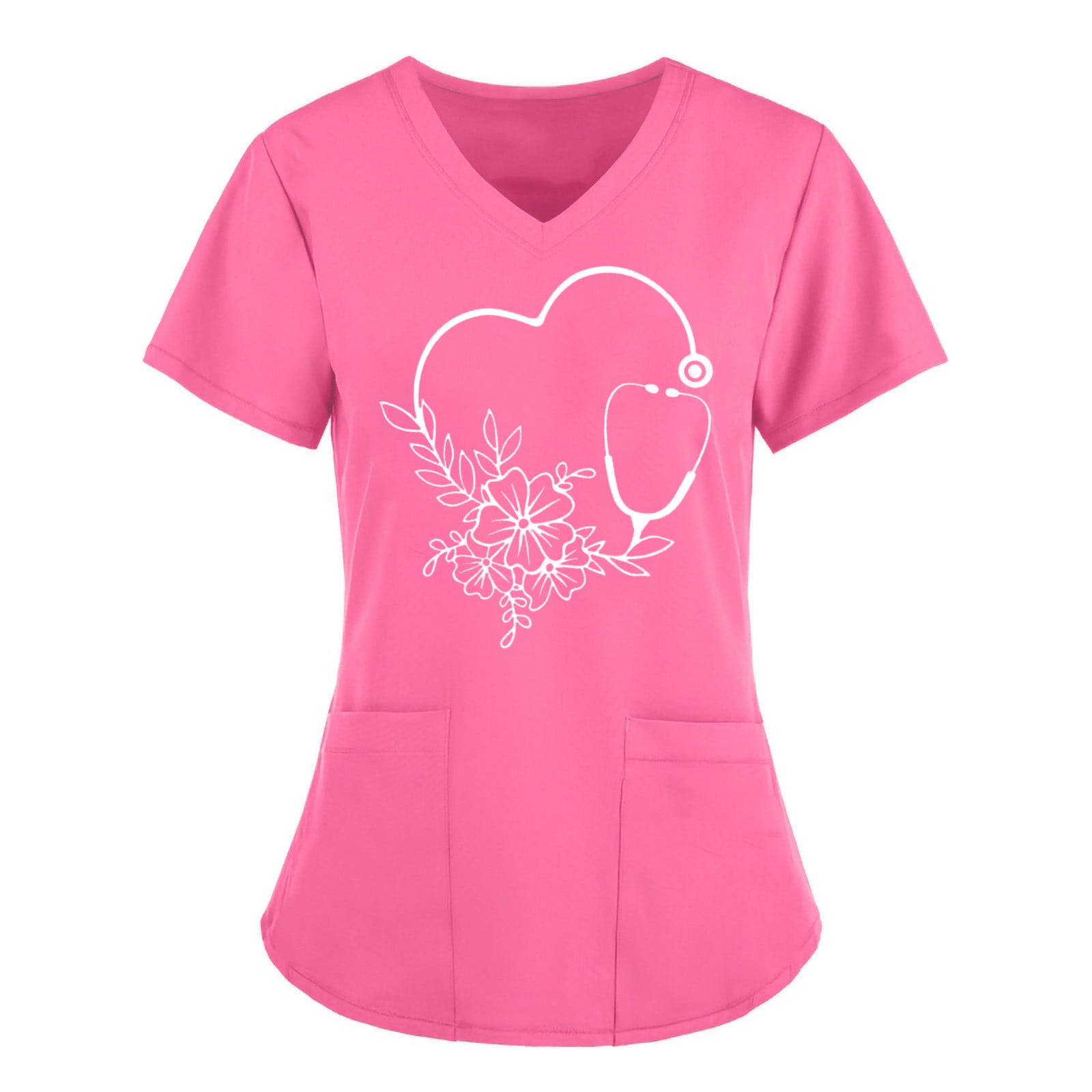 Dihao Scrub Tops for Women Clearance Plus Size Women Short Sleeve V ...