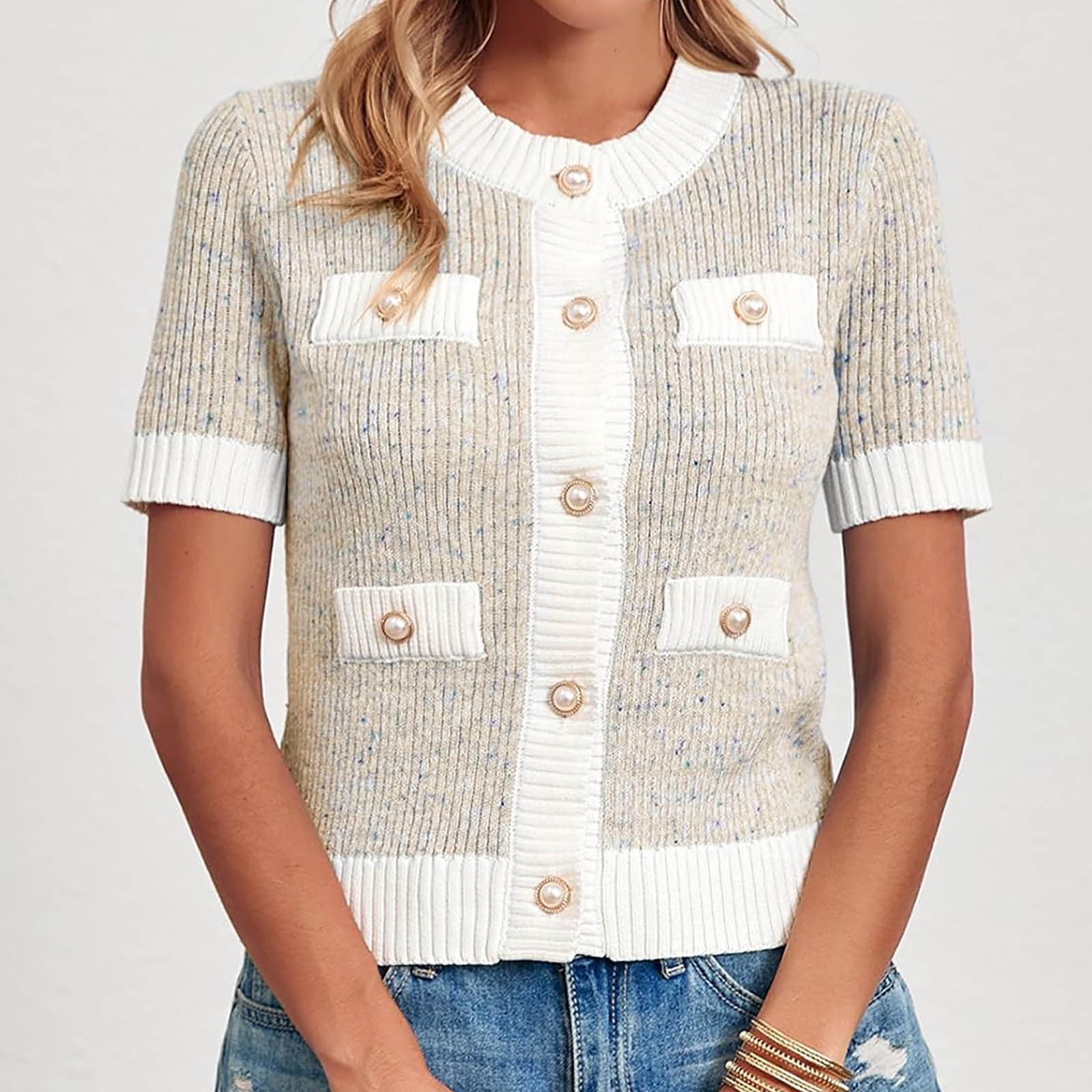 Dihao Sweaters for Women Plus Size Clearance Ladies' Short Sleeve ...