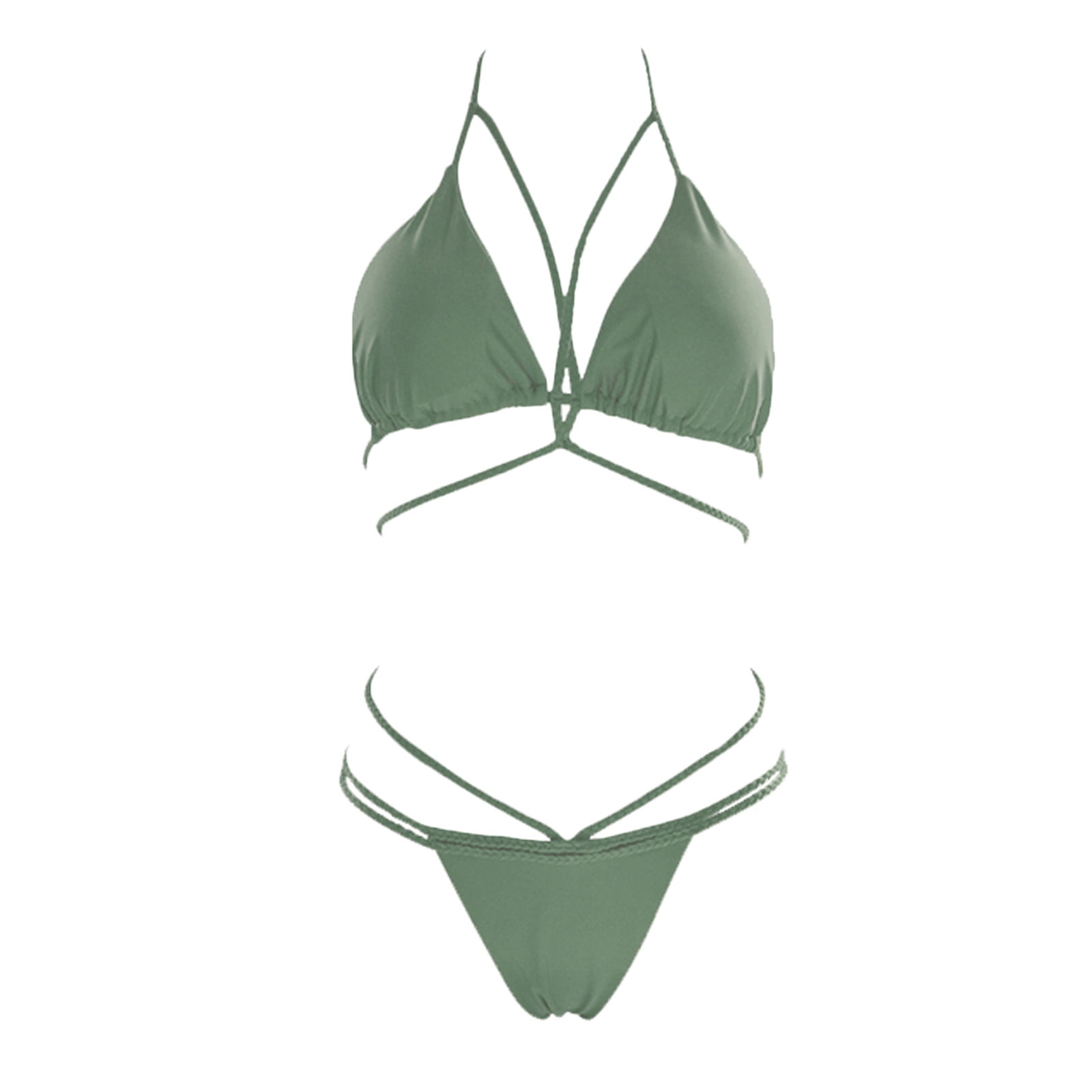 Dihao Two Piece Bikini For Women Clearance Plus Size Women Sexy Solid