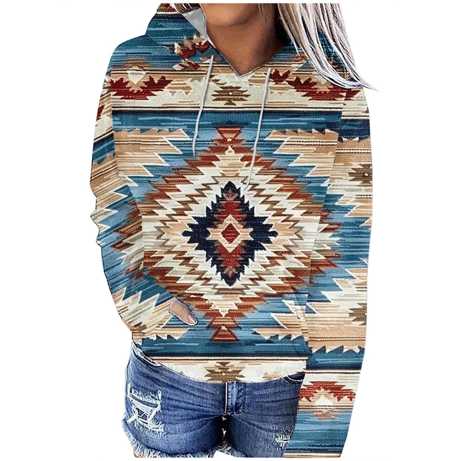 Dihao Women Hoodies Causal Vintage Print Long Sleeve Fall Winter ...