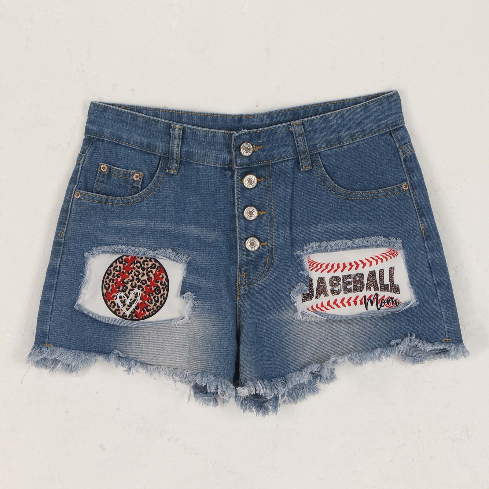 Dihao Women Jean Shorts Women Mid Rise Ripped Stretchy Jeans Shorts ...