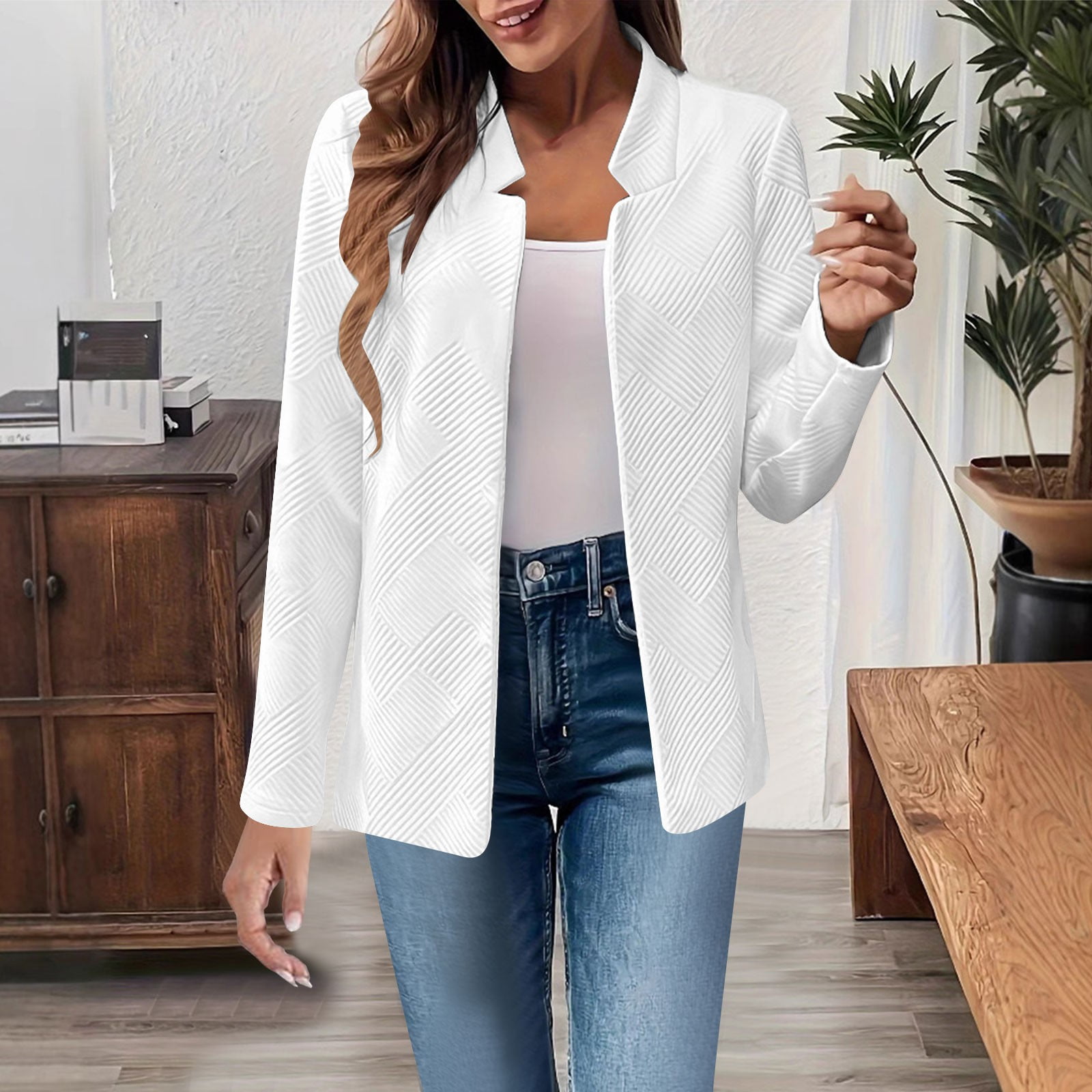 Dihao Women's Blazer Business Casual Lightweight Suit - Long Sleeve ...