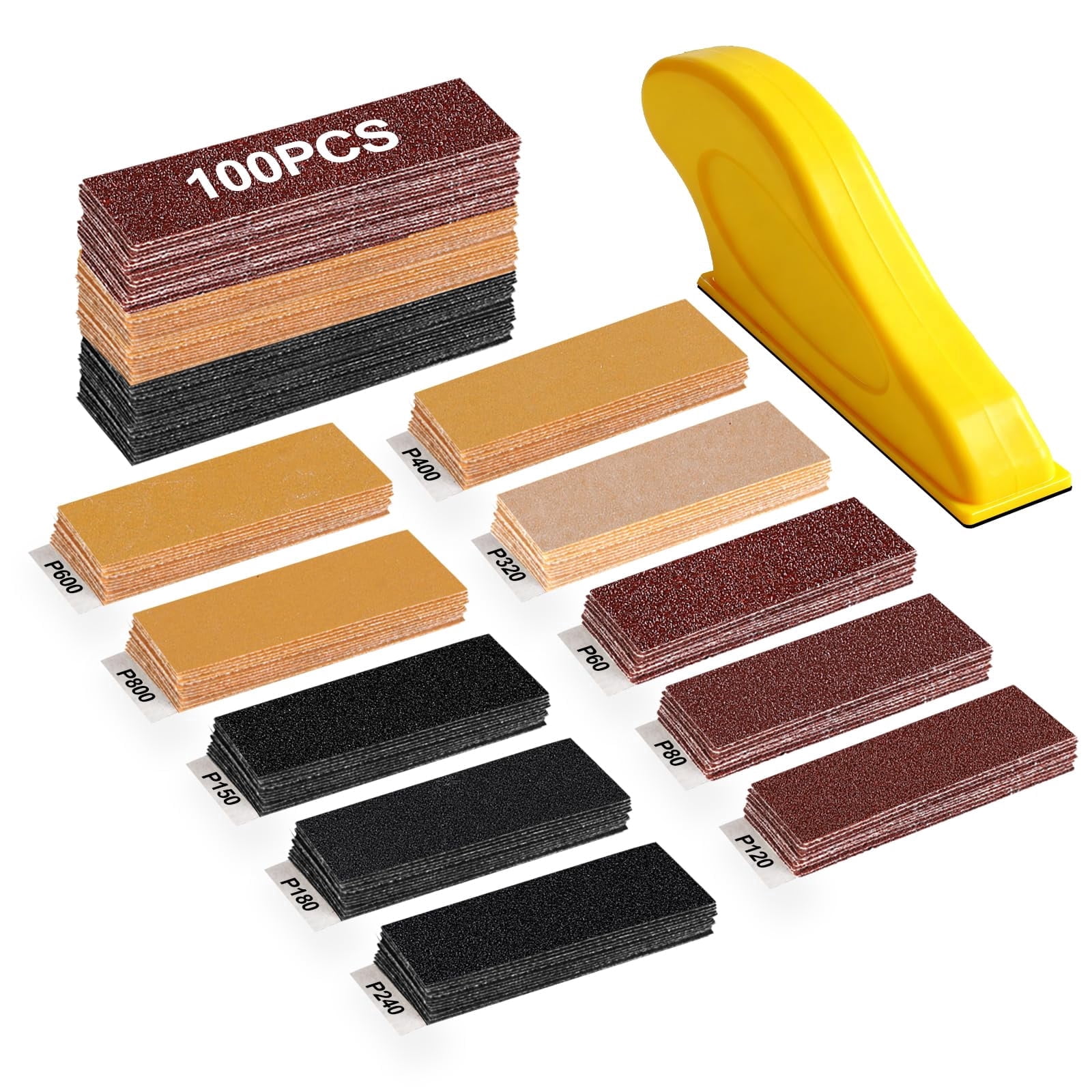Dihmpor 100-Piece Micro Sander Kit, Mini Hand Sanding Block with 60-800 ...