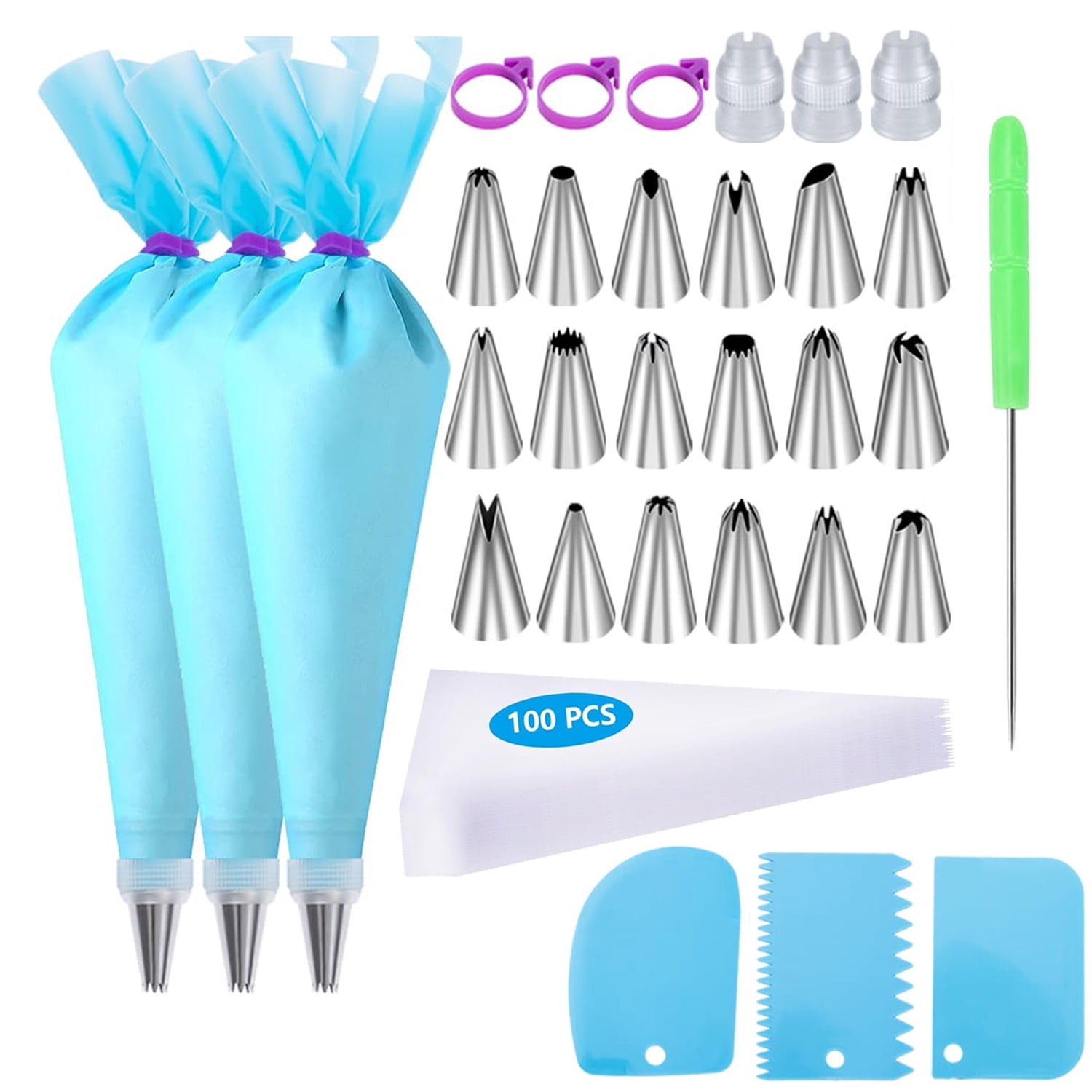 Dihmpor Piping Bags and Tips Set, Cakes Decorating Kit Supplies with 3 ...