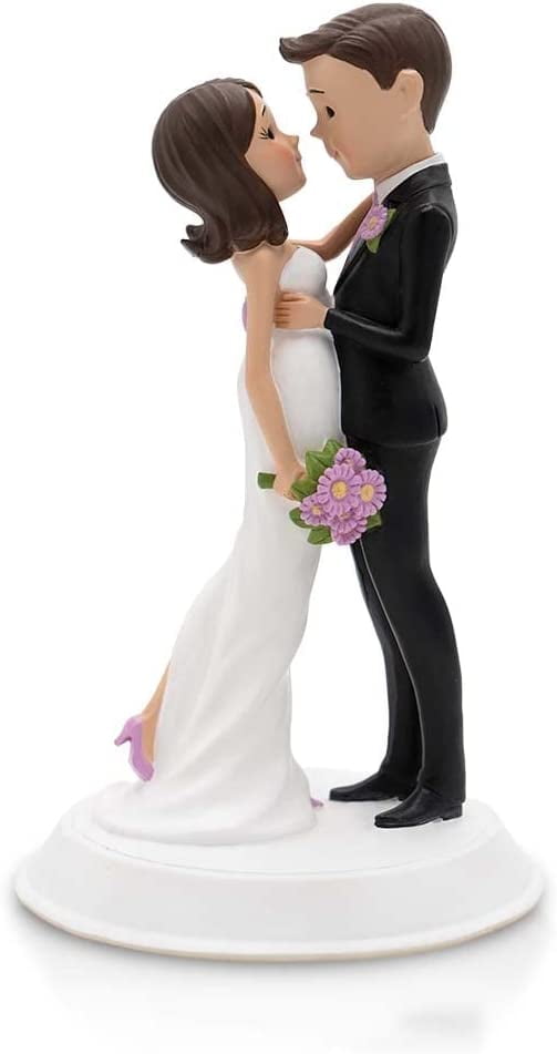 Dihtan Wedding Cake Toppers Bride and Groom - 6 x 3.5 Inch Hand Painted ...