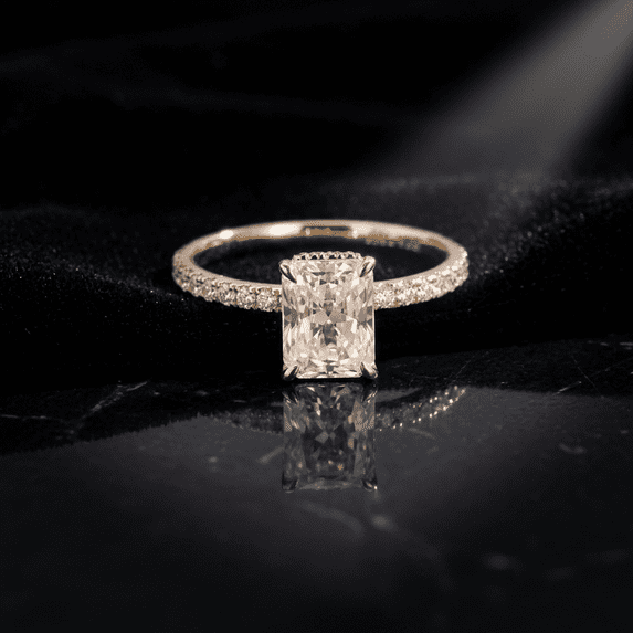 Diiro Elegant 14K Vermeil Yellow Gold Emerald Cut Engagement Ring for ...