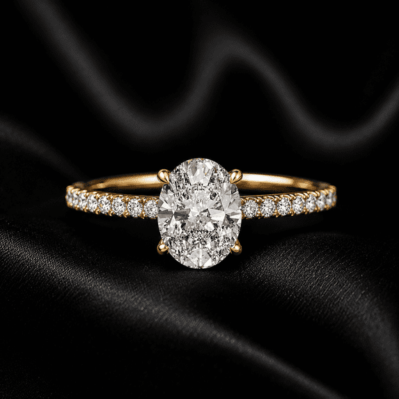 Diiro Oval Cut Moissanite Engagement Ring for Women, 10K Yellow Gold ...