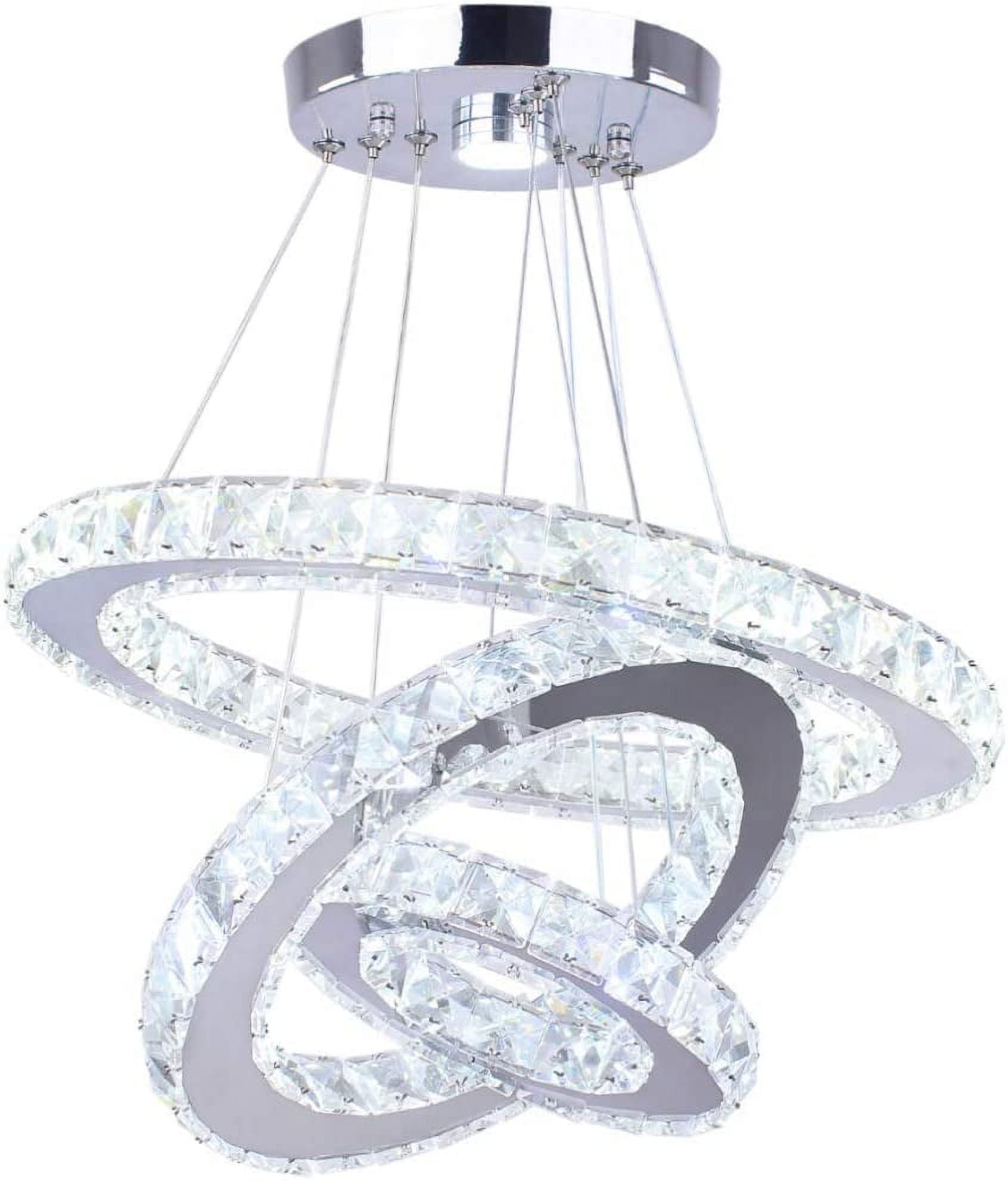 Diisunbihuo 3 Rings LED Crystal Chandelier, Adjustable Pendant Light ...