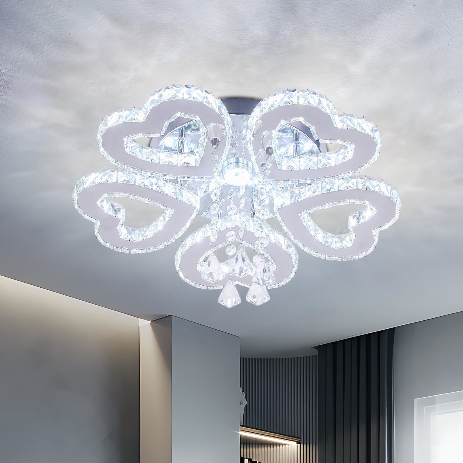 Diisunbihuo Heart Crystal Stainless Steel Chandelier - Walmart.com