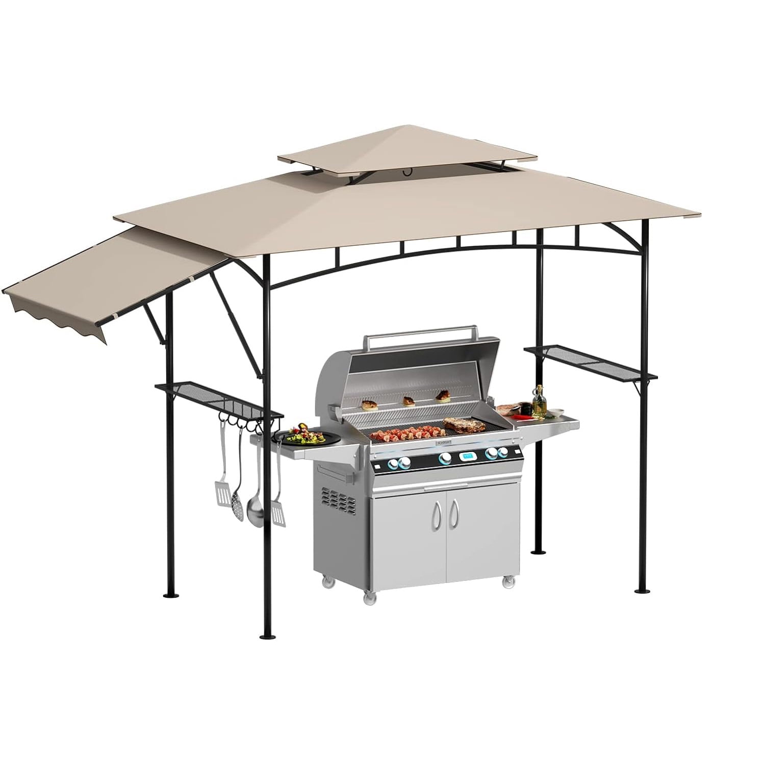 8'x5' Ft Double Tiered Grill Gazebo, Outdoor BBQ Tent, Waterproof ...