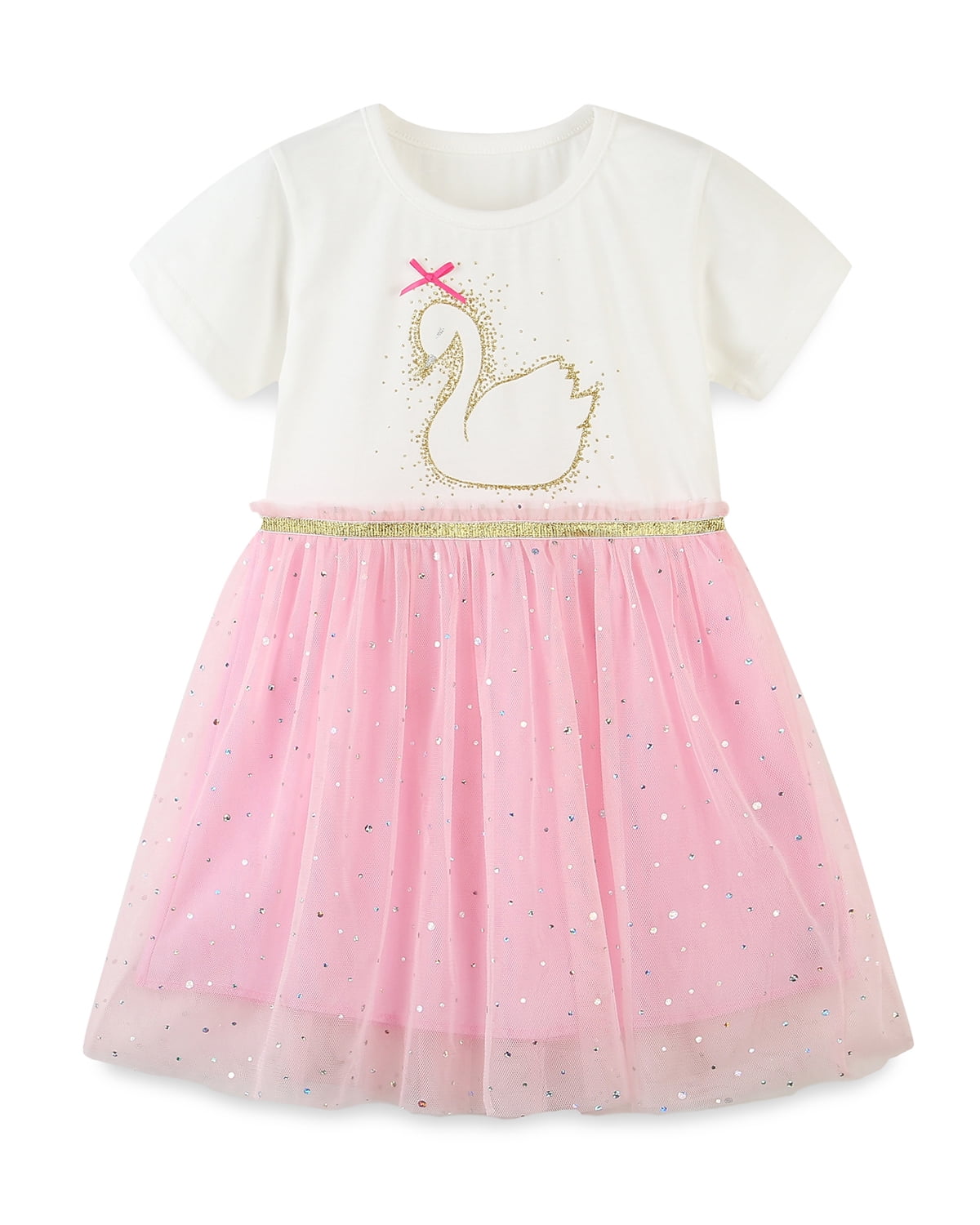 Diliba Toddler Girls Cotton Casual Dresses Cartoon Print Short Sleeve ...