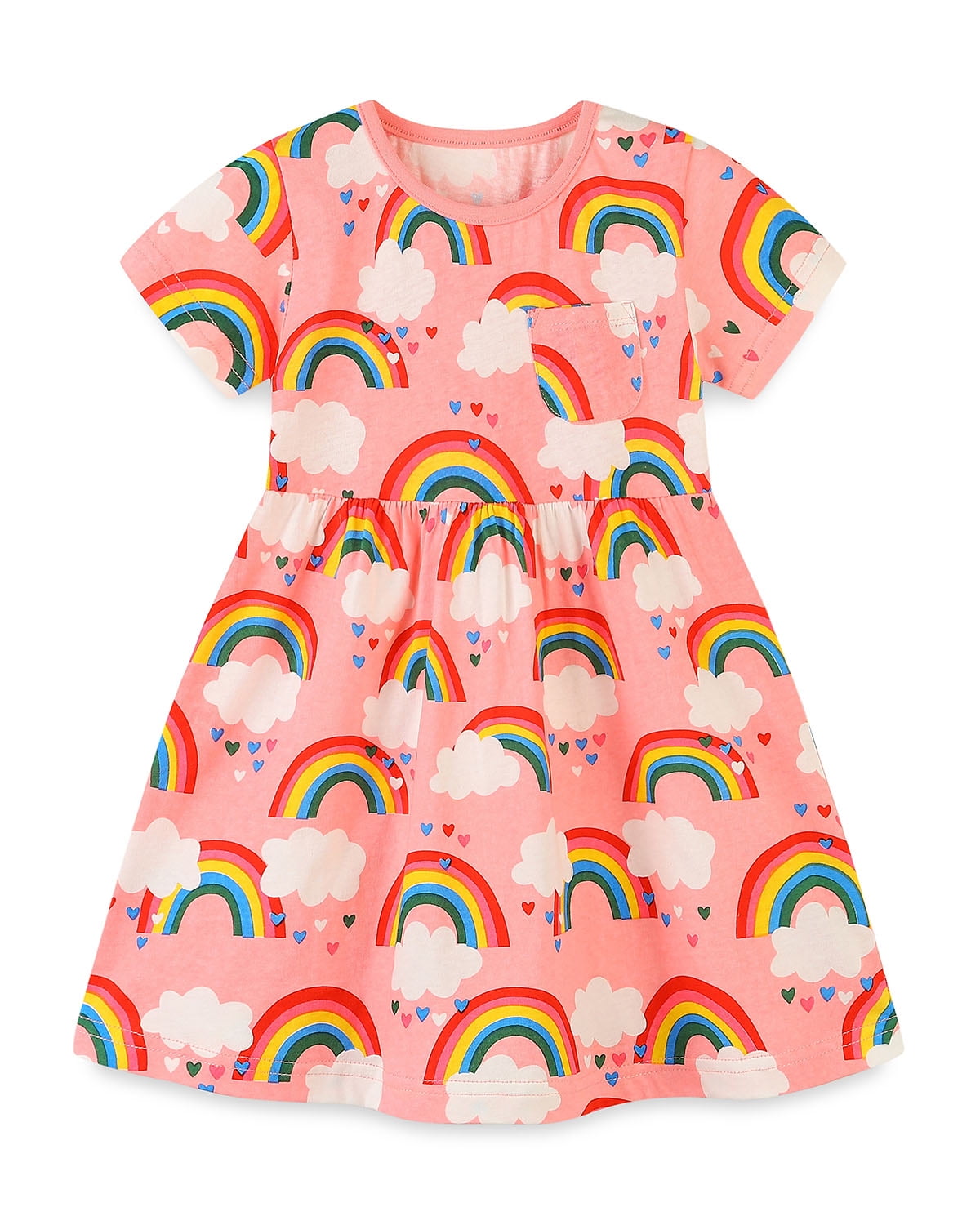 Diliba Toddler Girls Cotton Casual Dresses Cartoon Print Short Sleeve ...