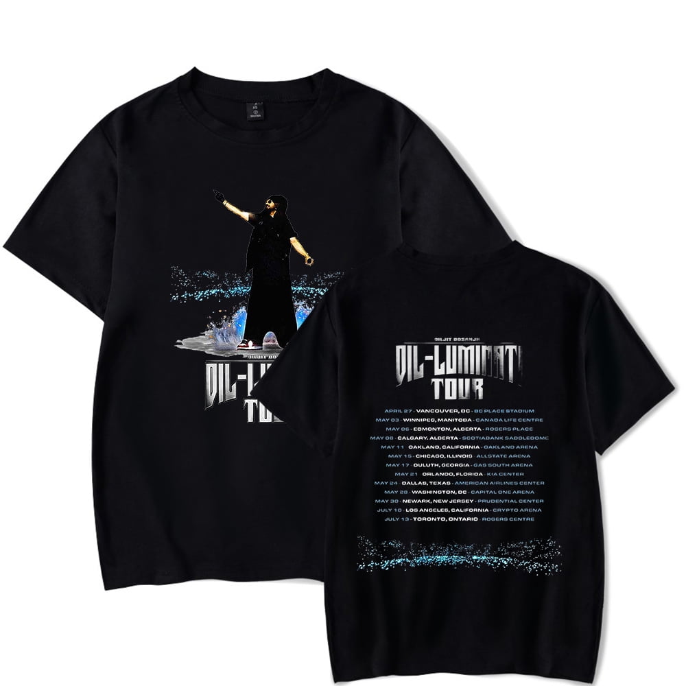 Diljit Dosanjh Cosplay Merch Dil-Luminati Tour T-shirt Short Sleeve ...