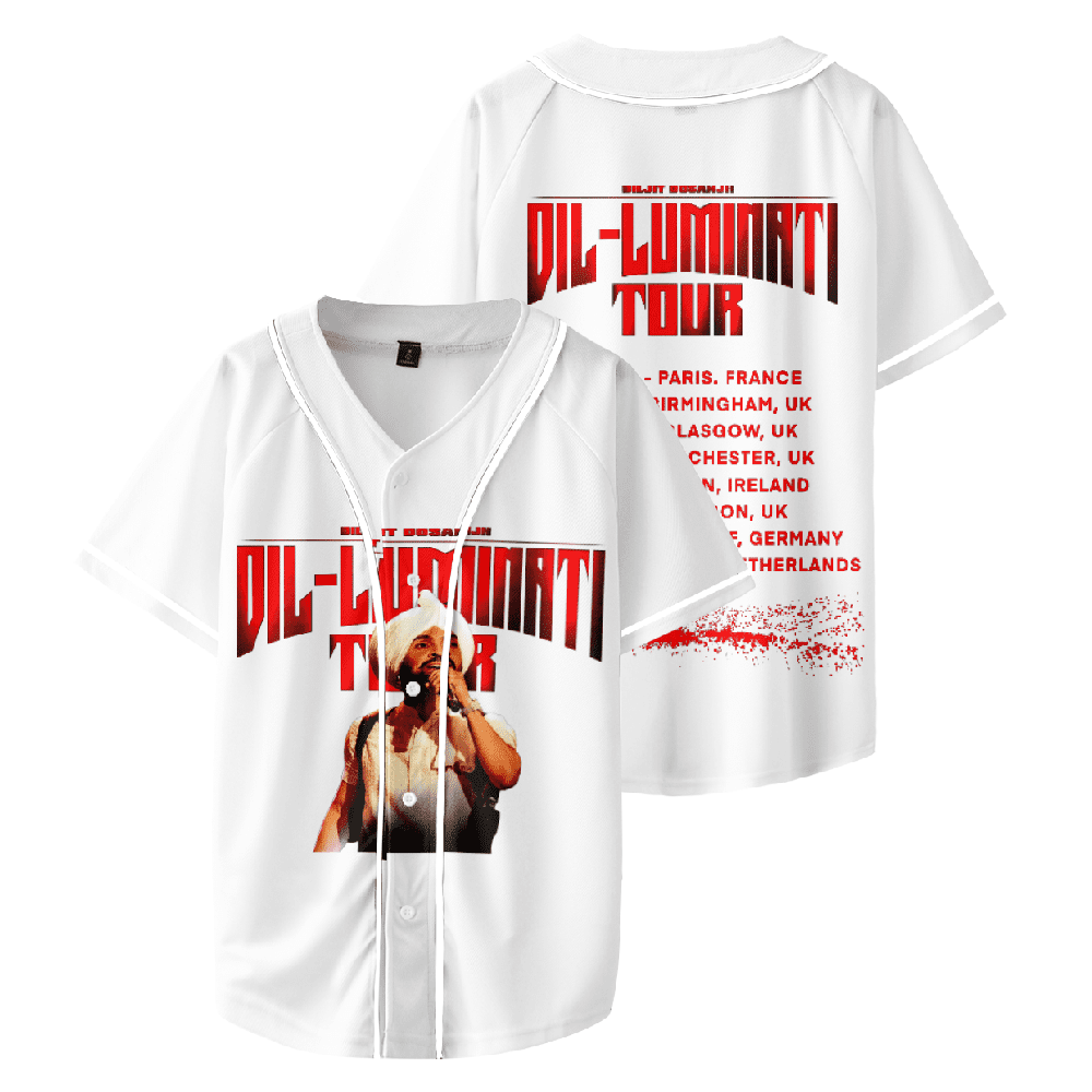 Diljit Dosanjh Dil Luminati Tour 2024 Baseball Jersey V Neck Tee Shirt
